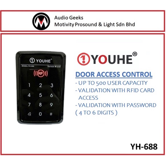 YOUHE YH-688 RFID Reader with Touch Sensing Keypad for Door Access ...