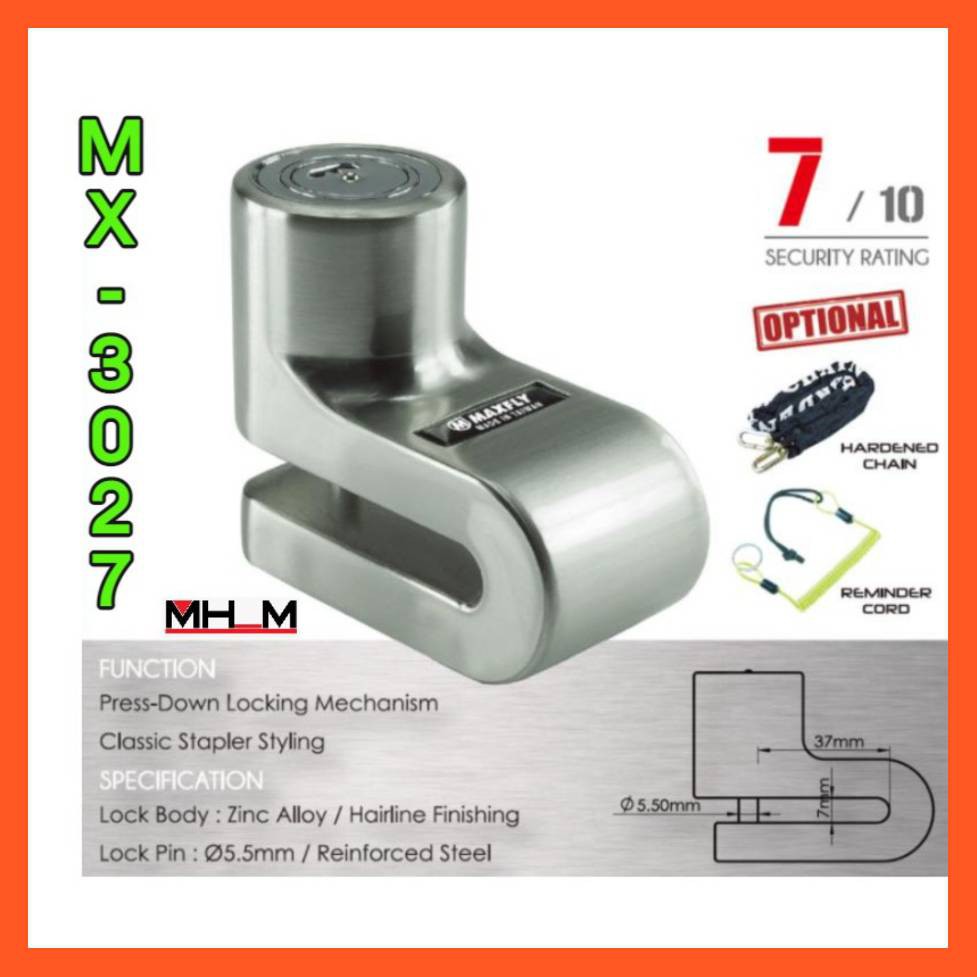 🔥 MAXFLY 🔥 MOTORCYCLE DISC LOCK HEAVY-DUTY STAINLESS STEEL | Shopee ...