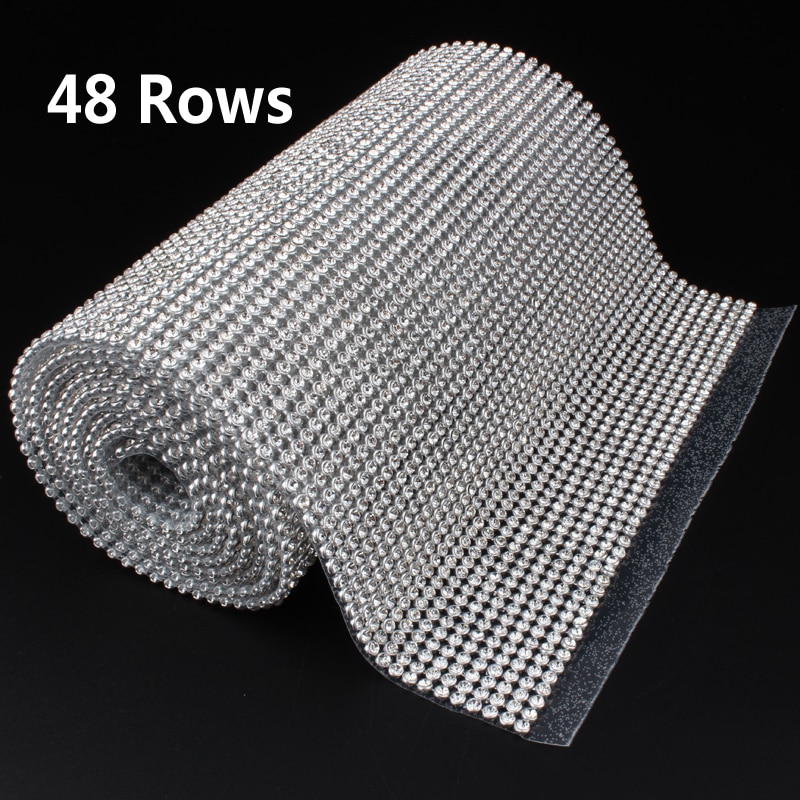SS8 Diamond Hotfix Rhinestone Mesh Banding Chain with silver Aluminum ...