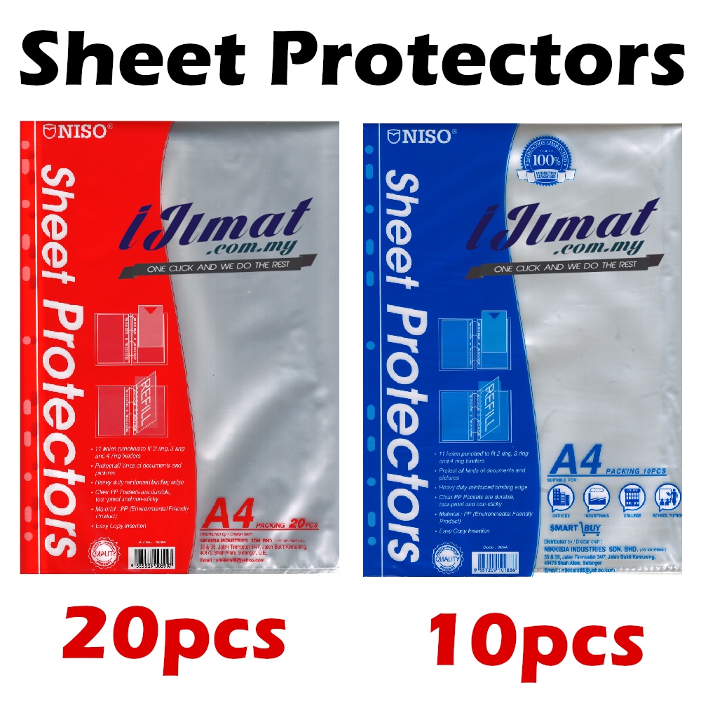 Niso Presentation Sheet Protectors Transparent 305A 10pcs / 306A 20pcs ...