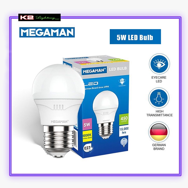 Megaman LED Light bulb G45 5W E27 Eye Care Classic Energy Saving Lamp ...