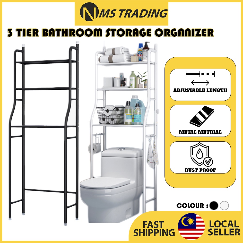 3 Tiers Toilet Shower Rack Bathroom and Toilet Rack Organizer Bathroom ...