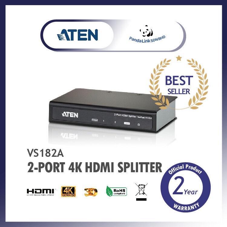 ATEN VS182A 2-Port 4K HDMI Splitter / VS184A 4-Port 4K HDMI Splitter ...