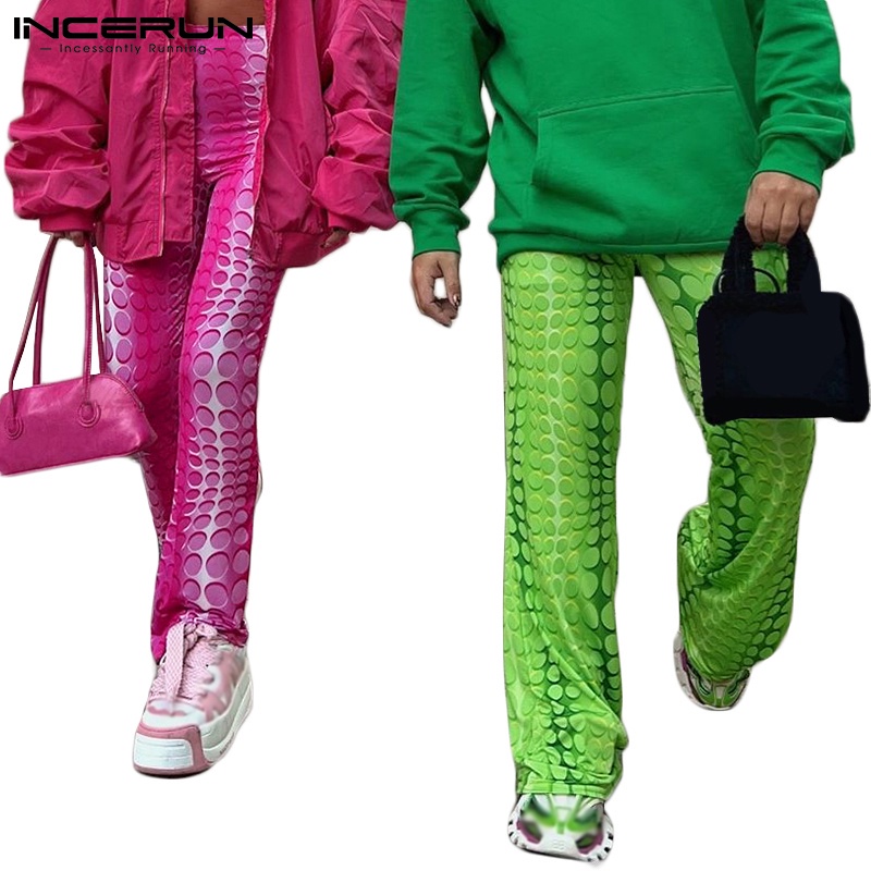 INCERUN Men Fashion Printed Elasticated High Waist Loose Straight Pants ...