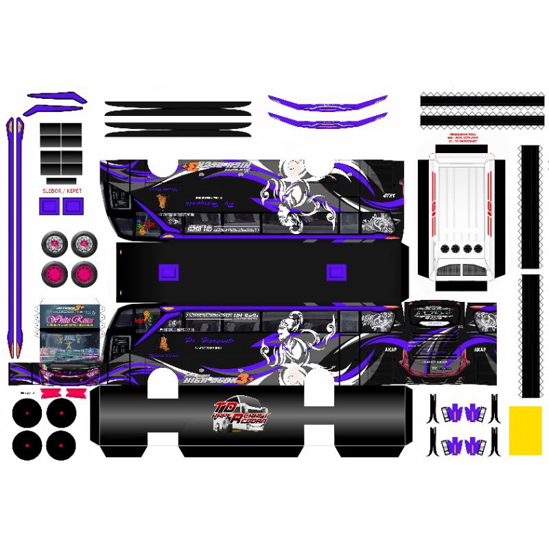 Po Bus PaperCraft Pattern Sheet. Haryanto 115 White Roses JB3+MHD Scale ...