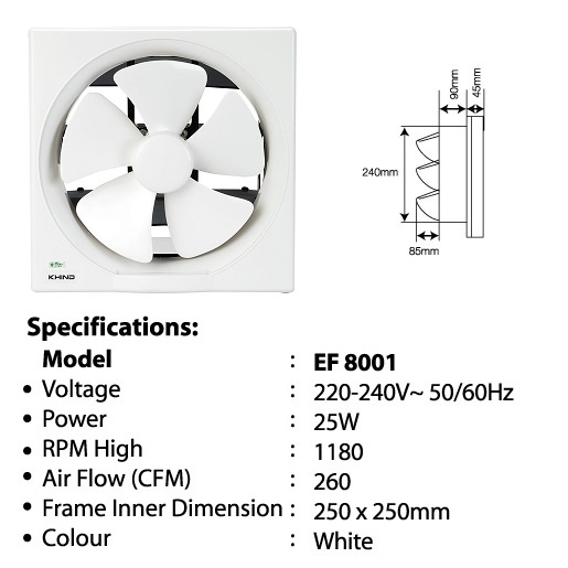 KHIND Wall Mounted Ventilating Fan 8" EF8001 10" EF1001 12" EF1201 ...