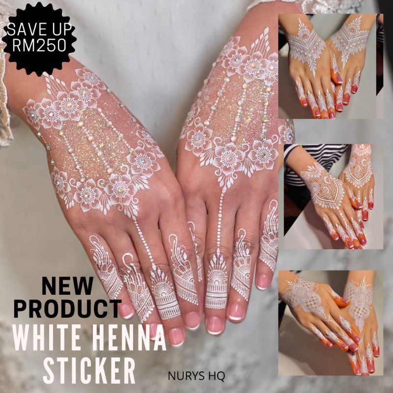 Stiker Inai Putih murah mudah cepat jimat • READY STOCK • ELEGANT ...