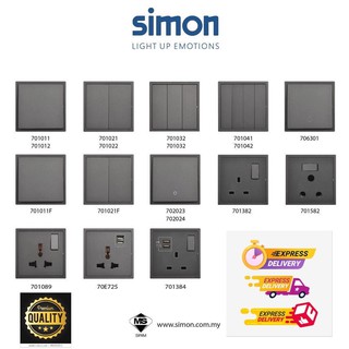 Simon I7 Series Switch / Switches & Socket Outlet Matt Grey/Golden ...