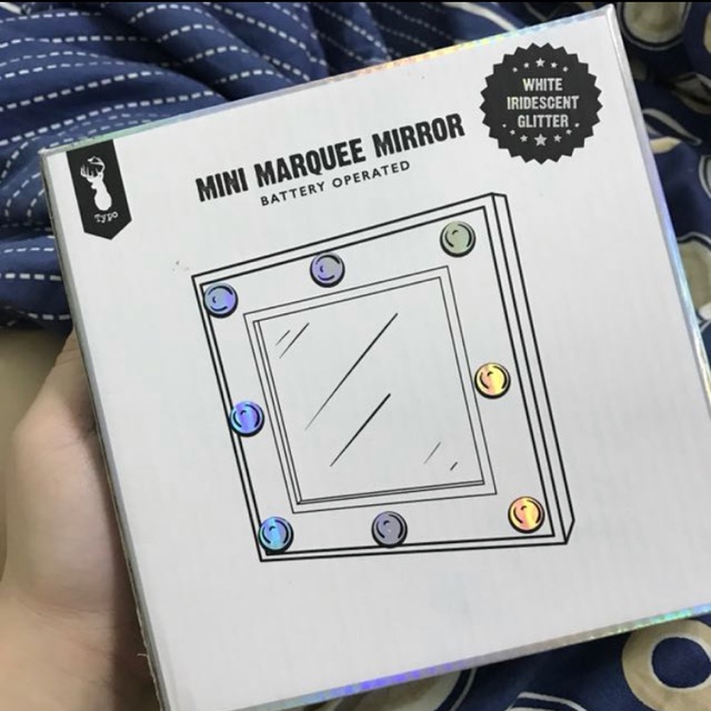 Typo Mini Marquee Mirror in White Iridescent Glitter | Shopee Malaysia