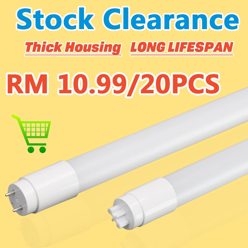 Ready Stock PC T8 LED Tube 4 Feet 18W 4ft G13 T8 Tube Double End Input ...