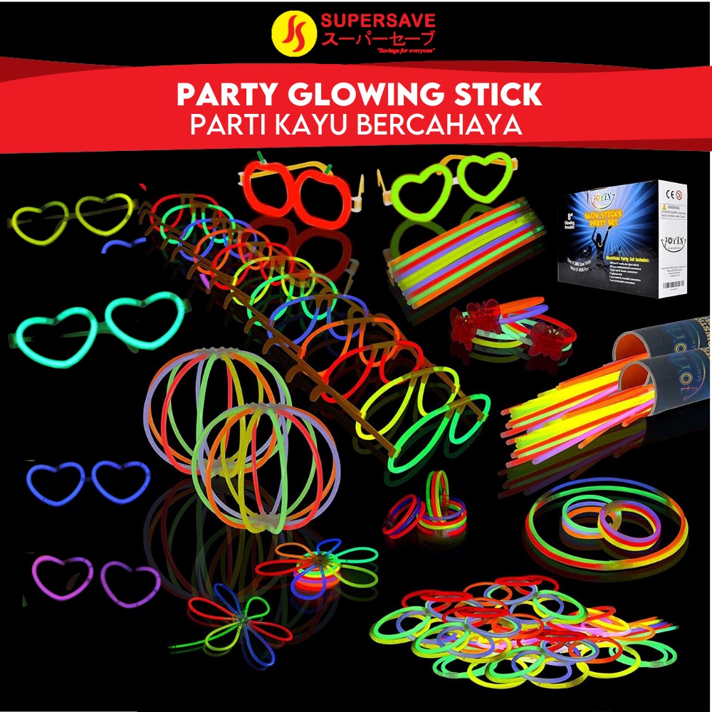 Glow Stick Neon Glow In The Dark Fluorescent Glasses Bracelets Party ...