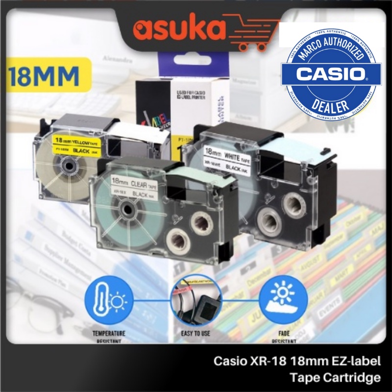 [ORIGINAL] Casio XR-18 18mm EZ-label Tape Cartridge / Optional XR-18X1 XR-18WE1 XR-18YW1 XR ...