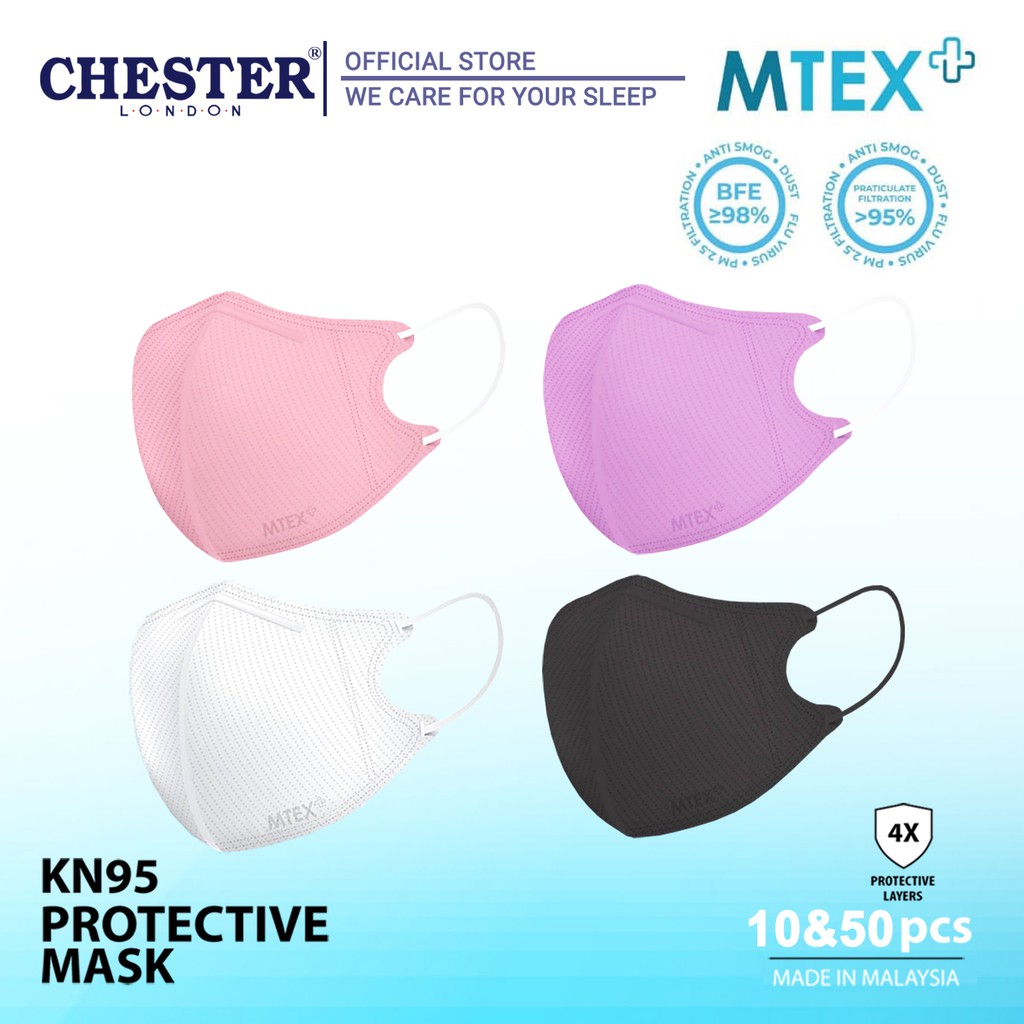Chester London Mtex KN95 Disposable BFE 4 Effective Protective Layers ...
