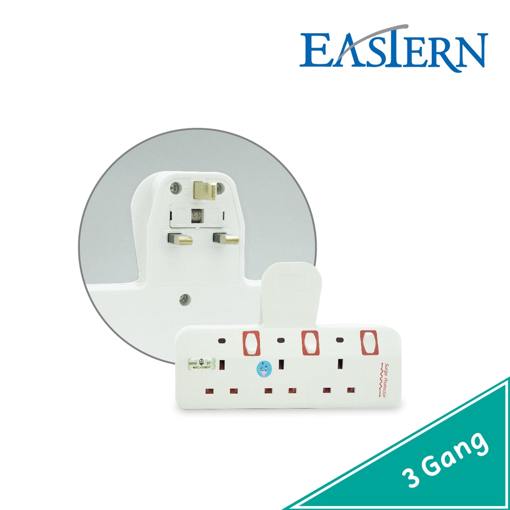 EASTERN Extension Wall Plug T-Adapter W/1-2USB (3/4 Gang/Socket),Soket Dinding,EB-303N,EB-304N ...