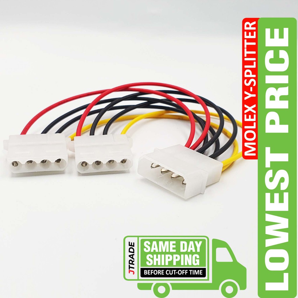 Male IDE Molex 4 Pin to Two Female IDE Molex 4 Pin Y Splitter Power ...