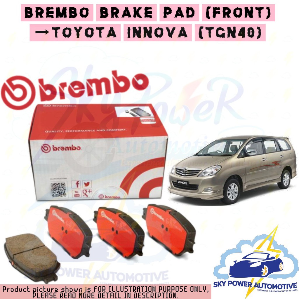 BREMBO TOYOTA INNOVA (TGN40) (2005-2012) DISC BRAKE PAD (FRONT ...
