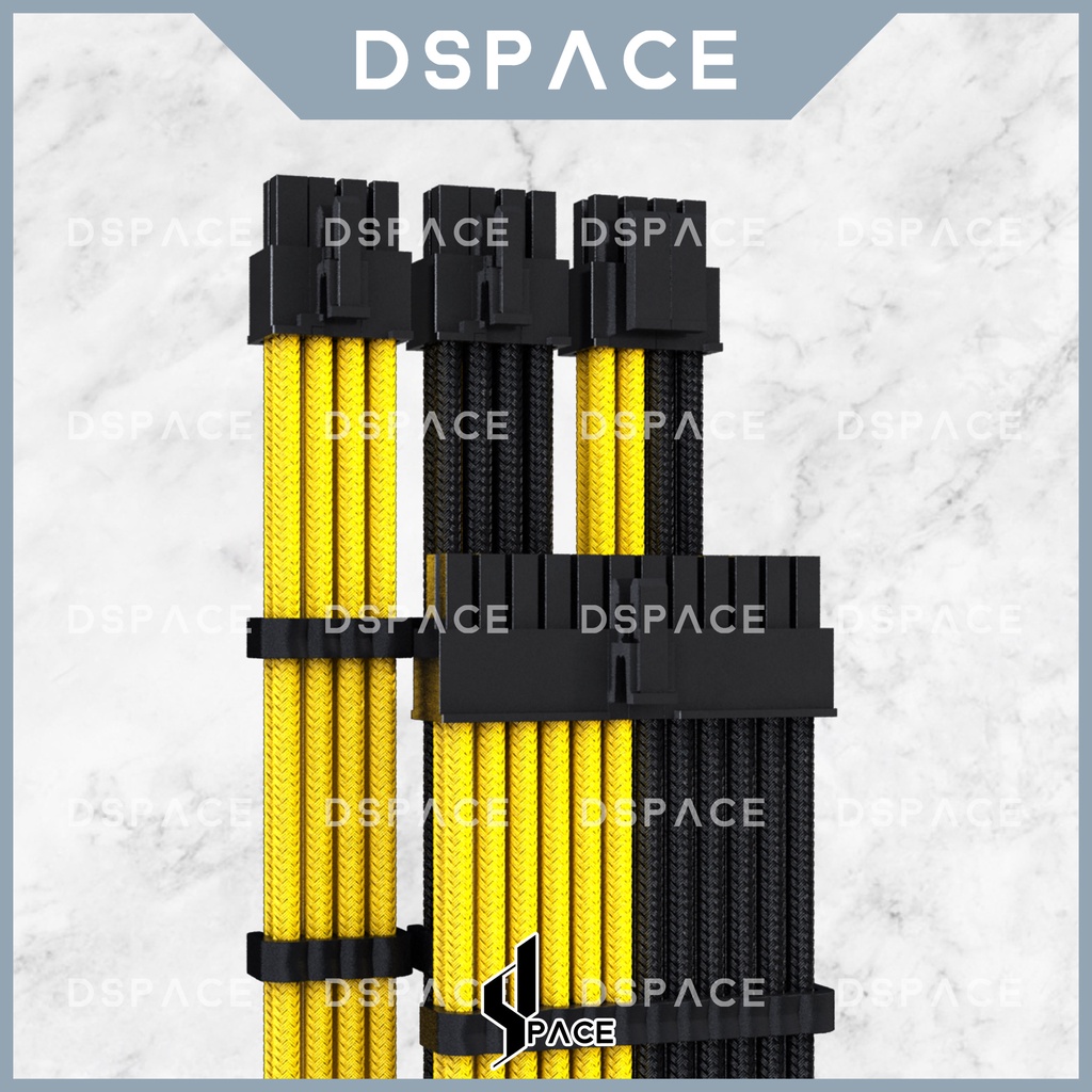 DSPACE MESH-X PSU Yellow Premium Sleeve Braided Extension Custom Cable ...