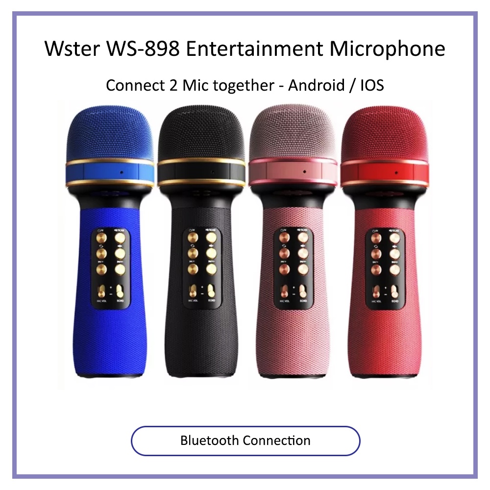 [Ready Stock] Wster WS898 WS-898 Handheld Bluetooth Wireless Microphone With Speaker Support ...