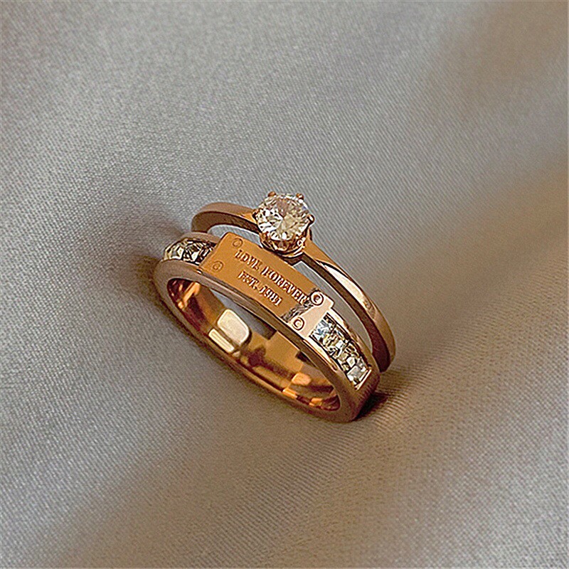 Lady still material rose gold costume diamond ring | Shopee Malaysia