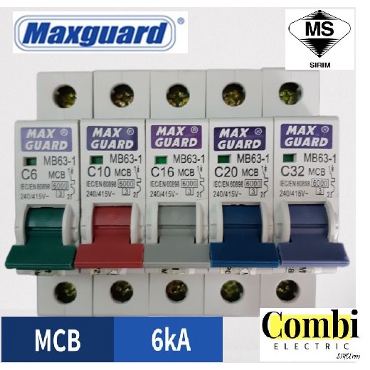 Maxguard MCB 1 POLE 6KA TYPE C SP MCB 6A/ 10A/ 16A/ 20A/ 32A | Shopee Malaysia