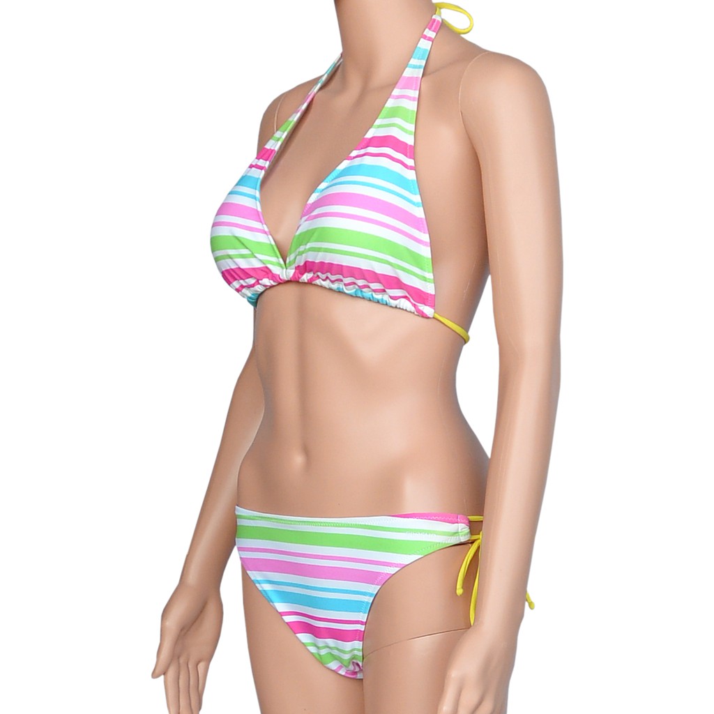 Prosun Halterneck Candy Striped Bikini Ladies Woman 2-Piece Swimsuit Set Swimwear Swimming Water ...