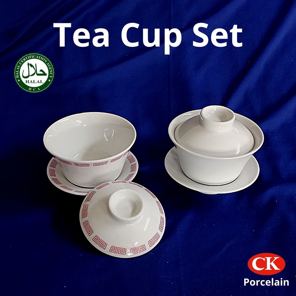 CK Porcelain, 130 ml Tea Cup with Lid and Saucer / Ceramic Cha Pai ...