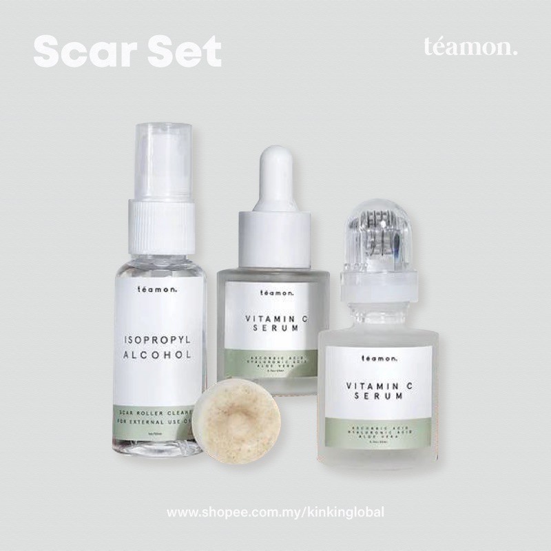 TEAMON MICRONEEDLE DERMAROLLER 0.5mm SCAR SET WITH VIT C SERUM MICRO ...