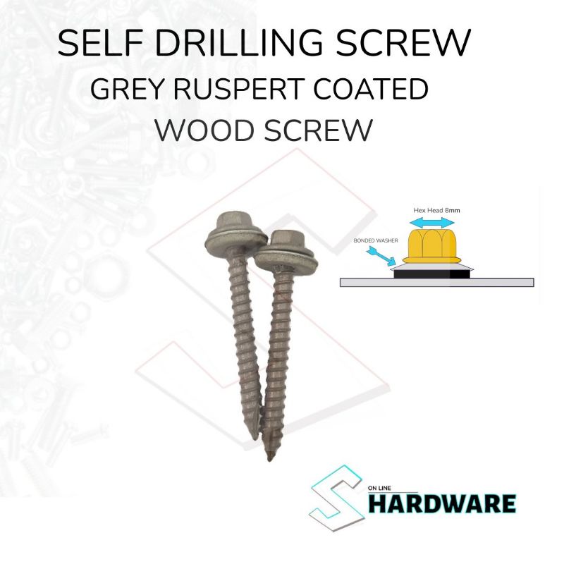 Wood self drilling screw（RUSPERT) With Bonded Washer grey coated (skru ...