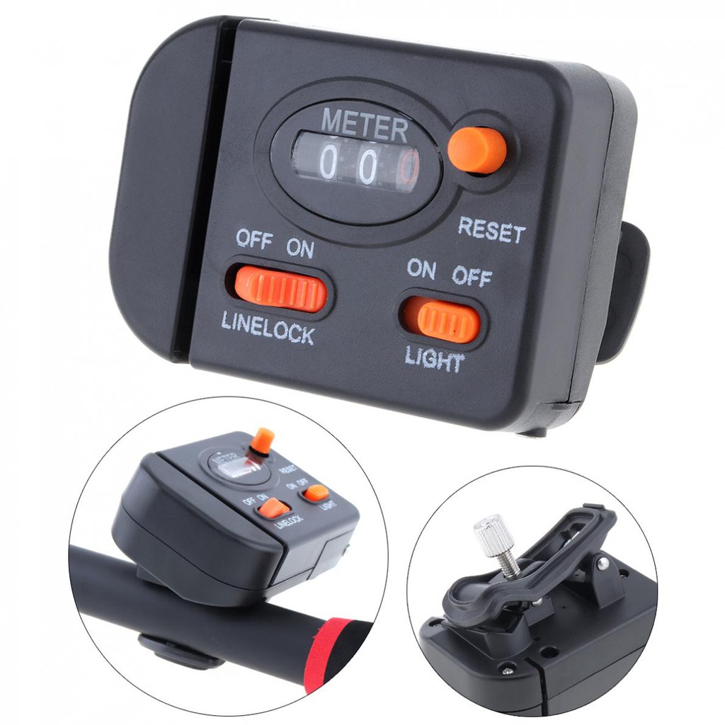 100m Fishing Line Counter Clip on Rod Meter Gauge Depth Finder Digital ...