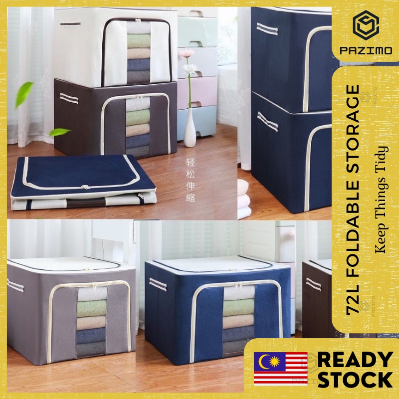 72L / 100L OXFORD STORAGE BOX / FOLDABLE EXTRA LARGE DETACHABLE CLOTH ...