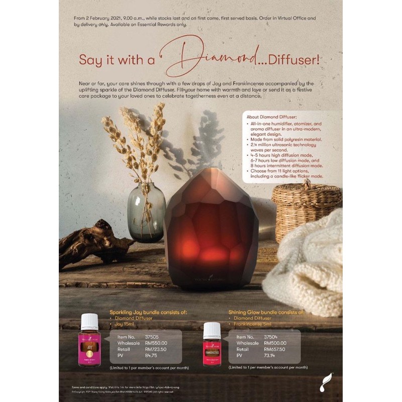 ORIGINAL Young Living Diamond Diffuser + EO | Shopee Malaysia