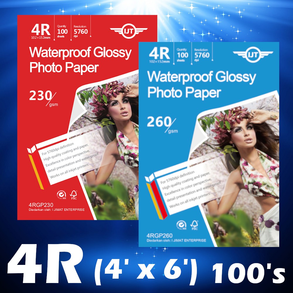 IJT 4RGP230 230gsm 4RGP260 260gsm RC Glossy Satin Rough Photo Paper 4R Size 230g 260g 4x6 4 x 6 ...