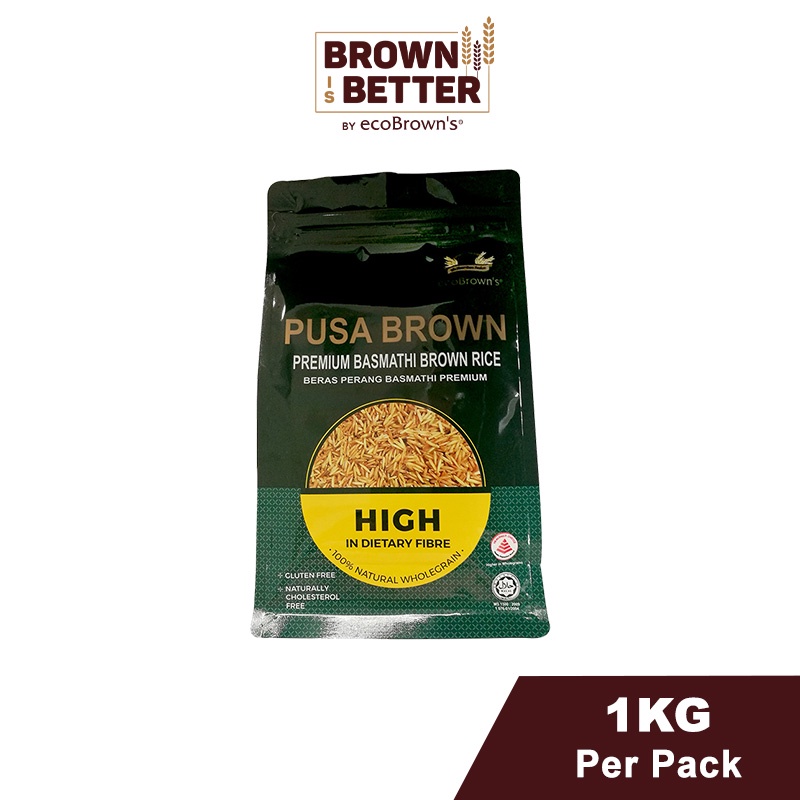 ecoBrown’s Pusa Brown Basmati Rice 1kg | Wholegrain Brown Basmati ...