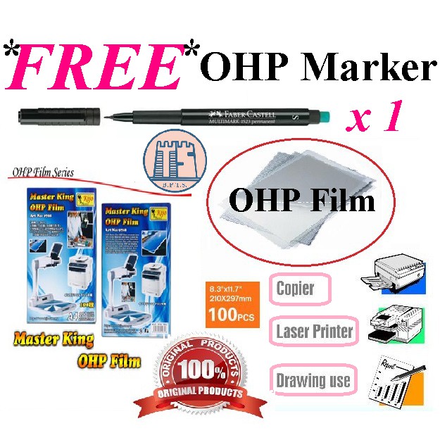 Multi Purpose OHP Transparency Film A4 100 Micron (100pcs/pack)*Free 1 ...
