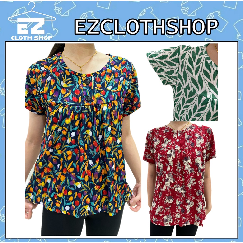WOMEN BATIK T-SHIRT SHORT SLEEVE/BAJU BATIK BAJU BUNGA SHORT SLEEVE ...