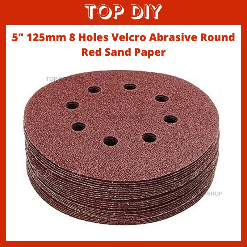 5" 125mm 8 Holes Abrasive Red Sand Paper Pad Sanding Disc Sandpaper ...