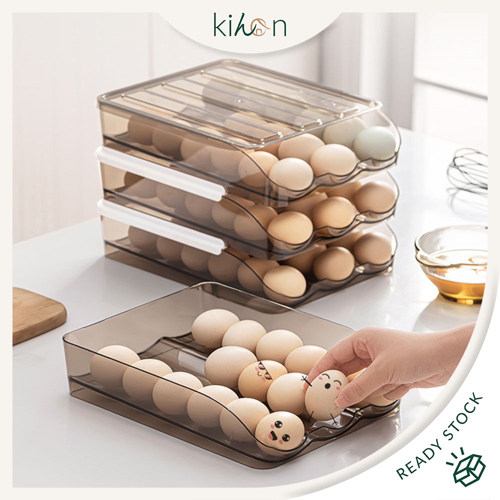 Auto Roll Egg Storage Box Stackable Multilayer Tray Egg Container ...