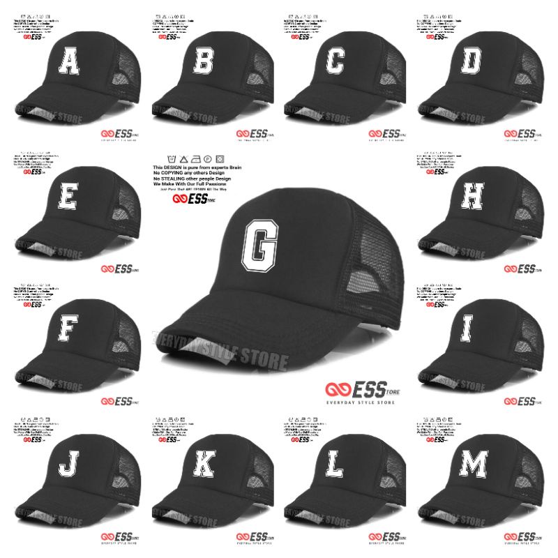 AM Trucker Mesh Letter Hat - Alphabet Letter Initial Hat Alphabet Text ...