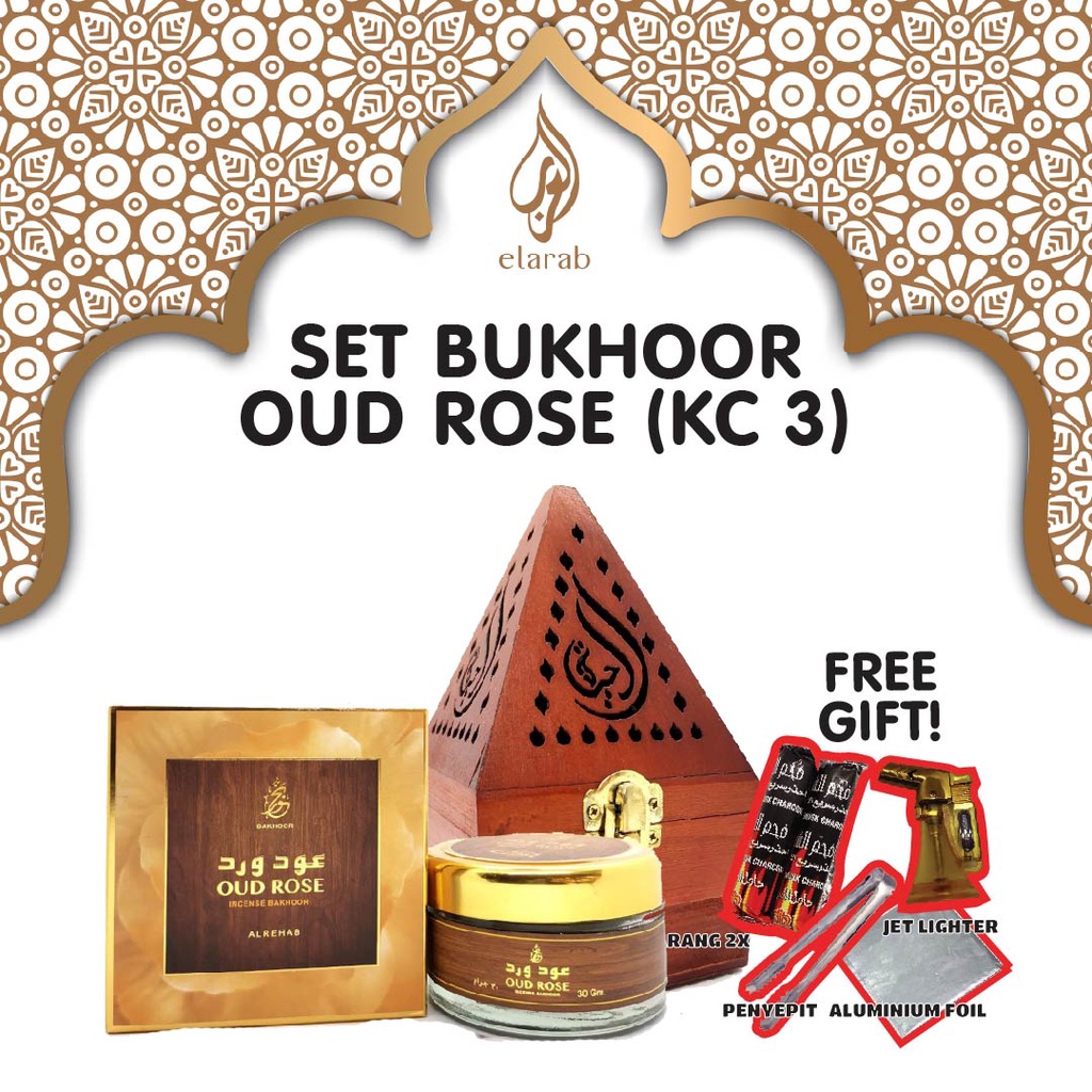 SET BUKHOOR (KC 3) OUD ROSE BY ALREHAB (40g) [FREE ARANG & JET LIGHTER ...