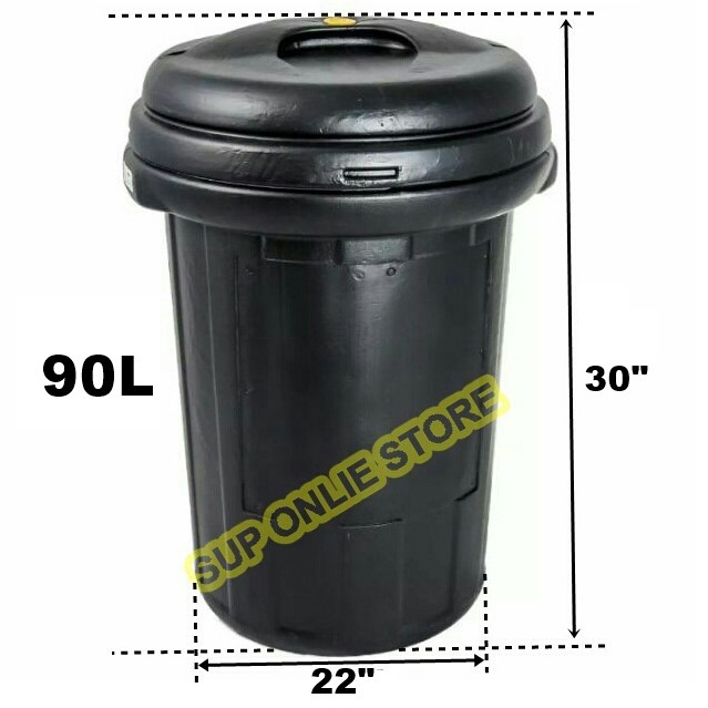 Heavy Duty Fiber Garbage Dustbin Trash Pail with Cover 70L & 90L / Tong sampah / Garbage bin ...