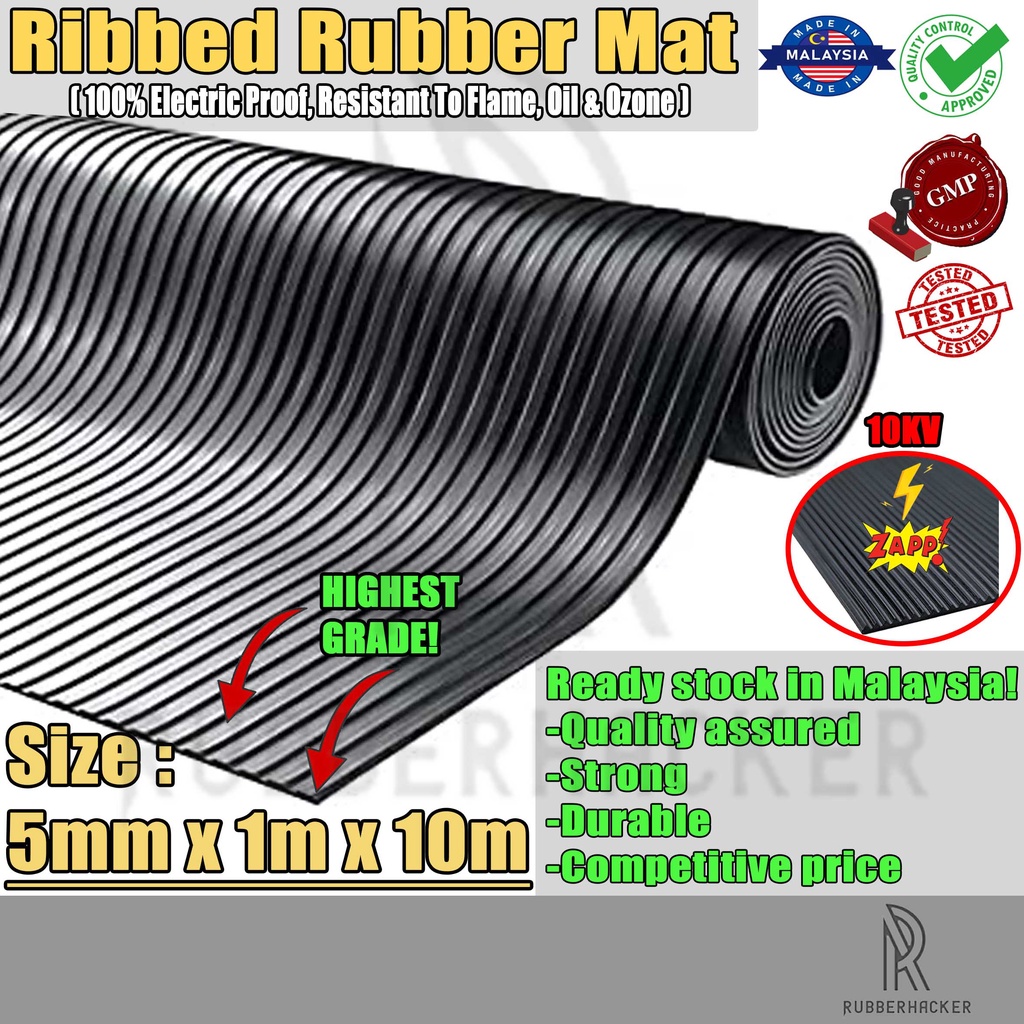 Electrical Ribbed Rubber Mat 10KV, Corrugated Mat 10000 volts, Fine Rubber, Floor Mat, Anti-Slip ...