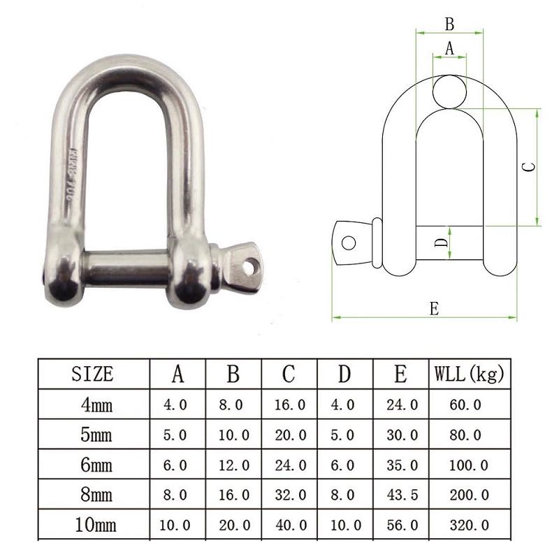 M4 M5 M6 M8 M10 M12 Stainless Steel 304 Shackle / U shaped shackle hook ...