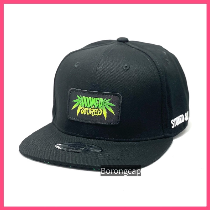 Stoned DOOMED Woven Label Snap Back Flat Brim Cap | Shopee Malaysia