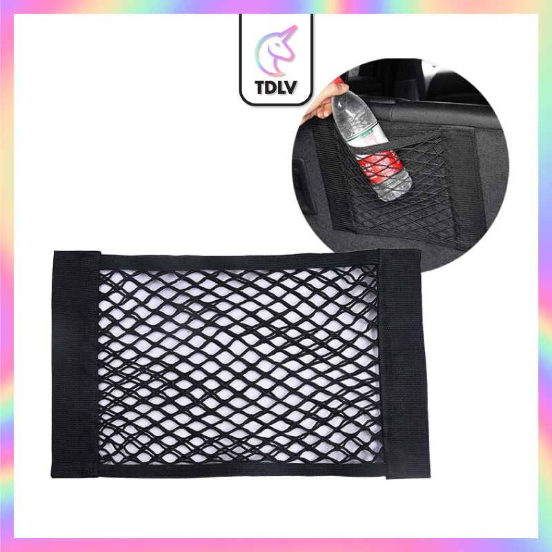 TDLV Car Velcro Double-Layer Net Pocket Trunk Universal Fixed Mesh Bag ...