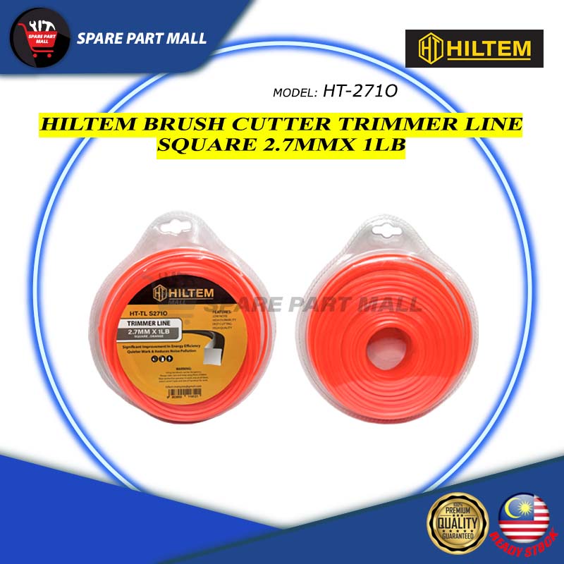 HILTEM BRUSH CUTTER TRIMMER LINE 2.7MM X 1LB /80M (ORANGE) NYLON STRING GRASS CUTTING LINE/ TALI ...
