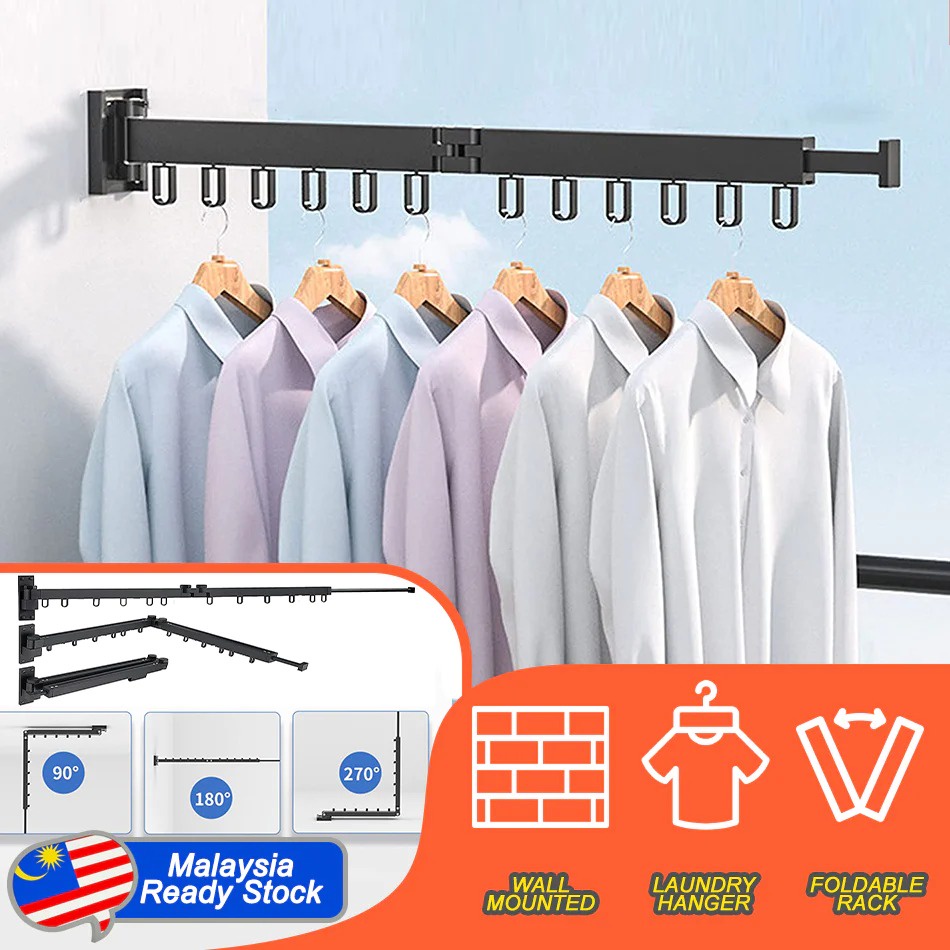 Tollo_regina Wall Mounted Foldable Aluminium Laundry Drying Rack / Rak ...