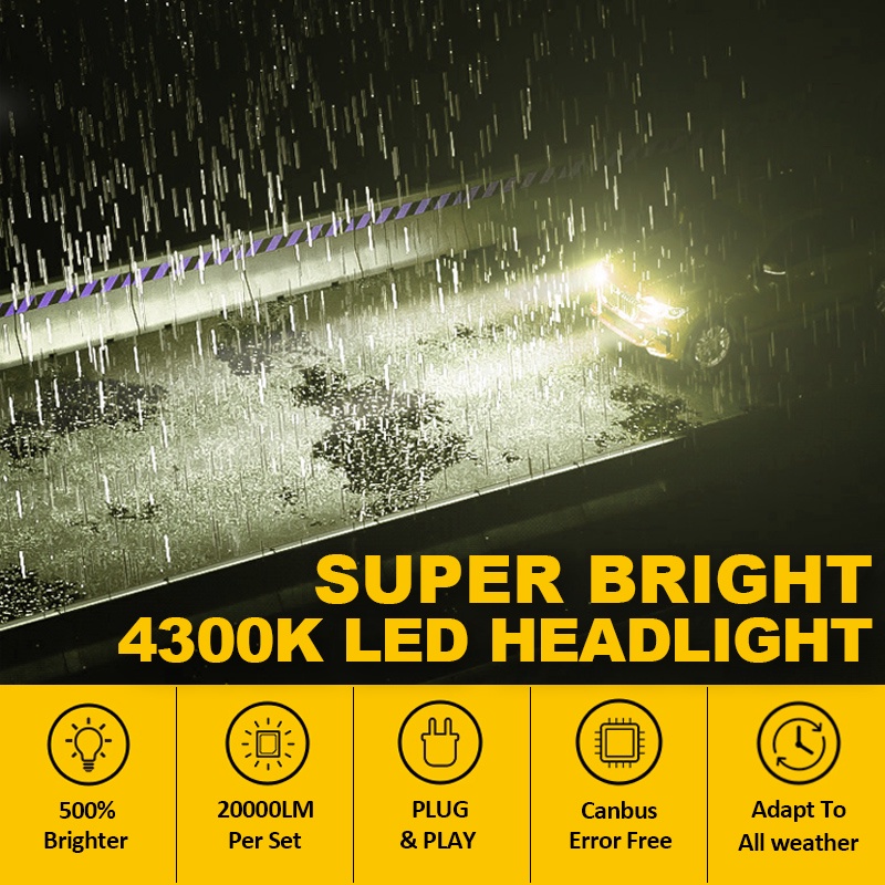 TUFFOO Car LED Headlight Bulb 25000LM H4 H7 9005 H11 9012 H1 H9 HB3 HB4 ...