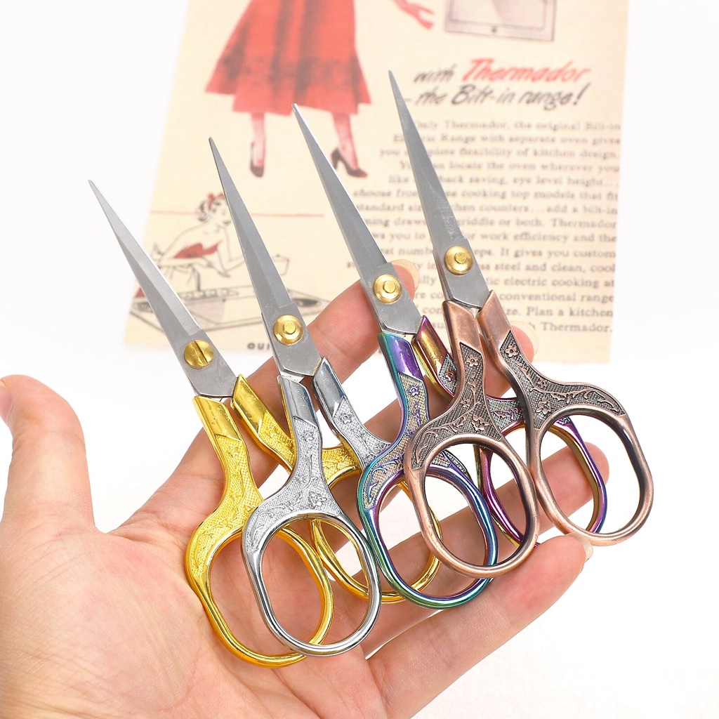 JIANWU Retro High Craft Scissors Kawaii Carved Cutting Supplies Small ...
