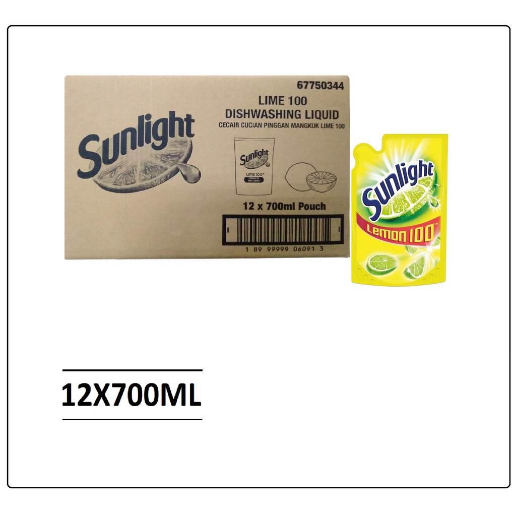Sunlight Lemon 100 Dishwashing Liquid Refill 700mlX12 | Shopee Malaysia