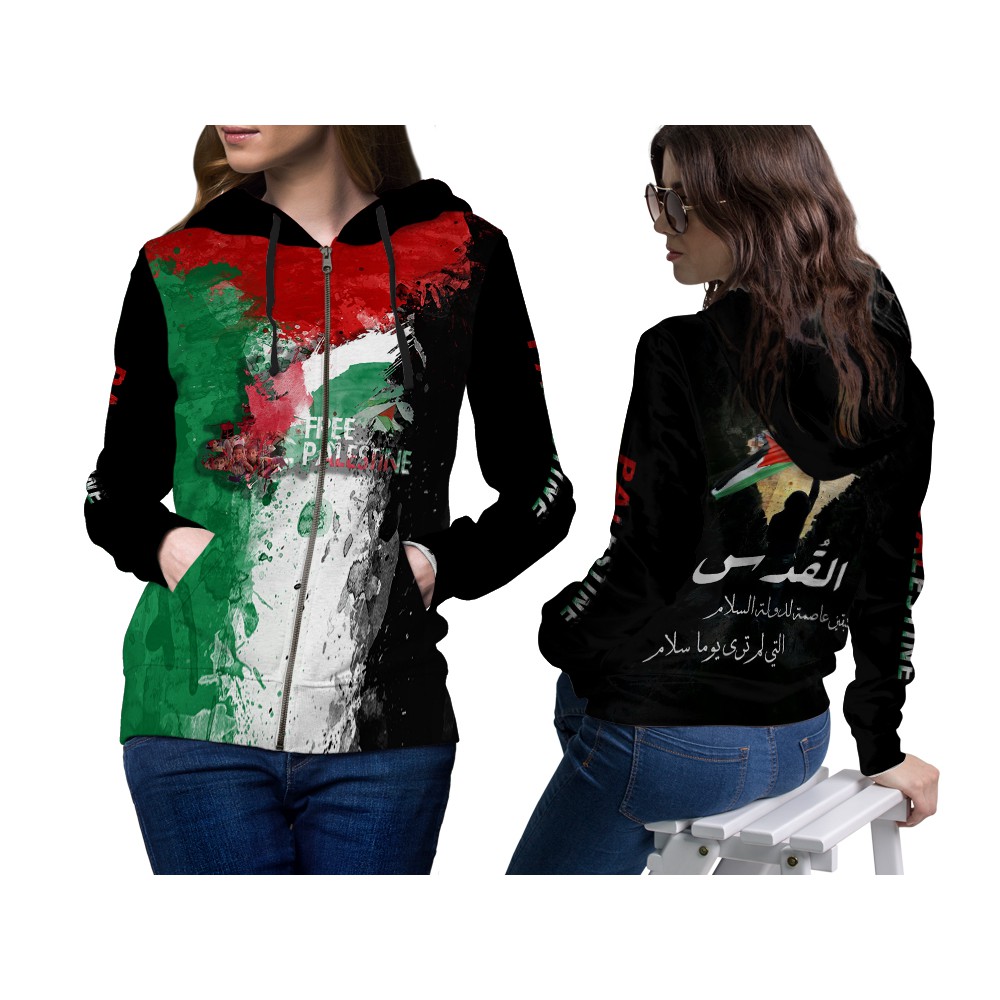 Palestine Men's Hoodie Jacket Palestine Pray For Free and Save Gaza Fullprint Custom | Shopee ...